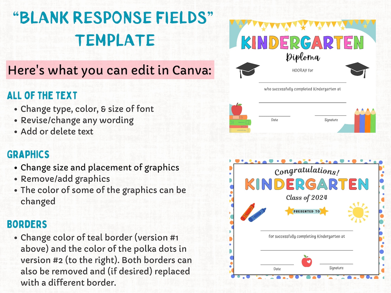 Editable Kindergarten Graduation Certificate, Printable Kindergarten ...