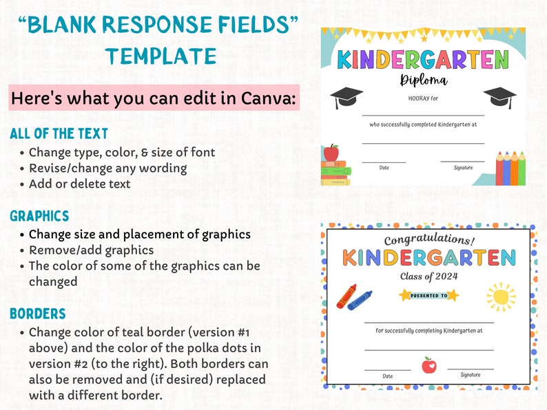 Editable Kindergarten Graduation Certificate, Printable Kindergarten ...