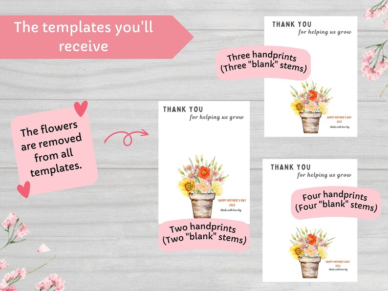 Mother's Day Handprint Bouquet, Printable Craft (PDF & JPEG) - Etsy