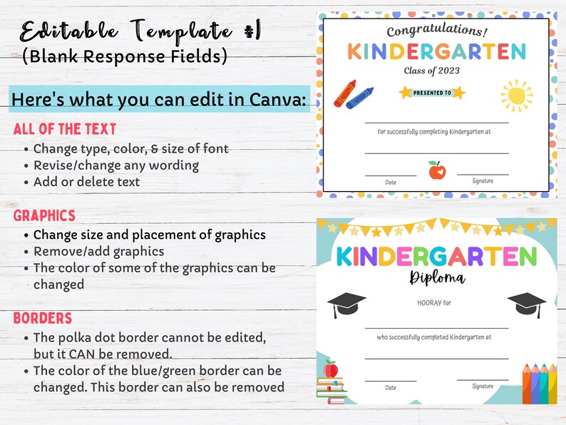 Editable Kindergarten Graduation Certificate, Printable Kindergarten ...