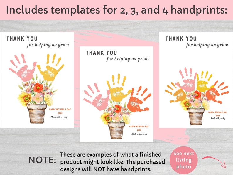 Mother's Day Handprint Bouquet, Printable Craft (PDF & JPEG) - Etsy