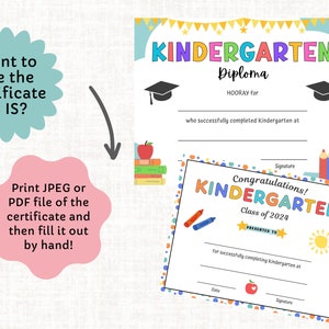 Editable Kindergarten Graduation Certificate, Printable Kindergarten ...