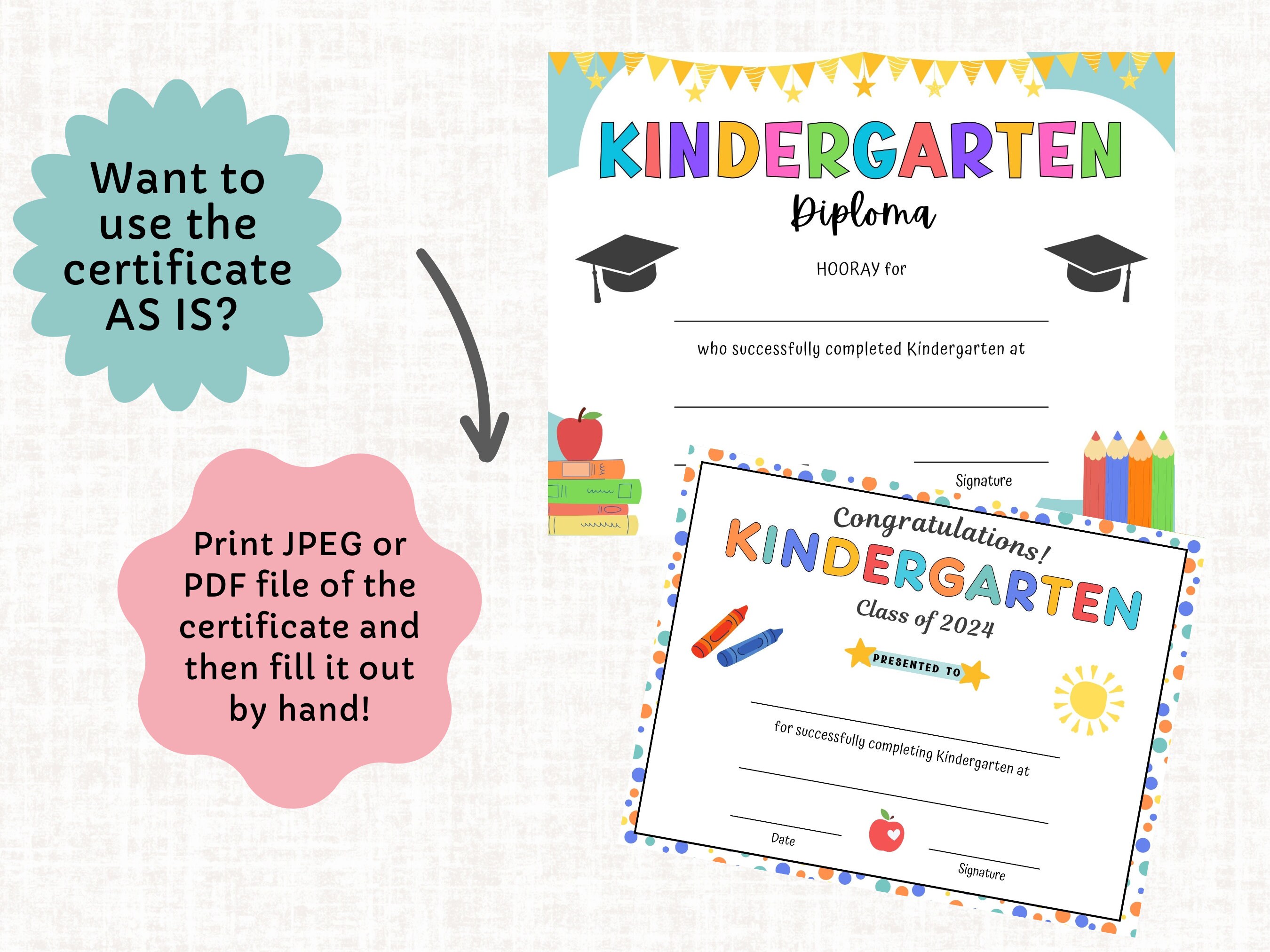 Editable Kindergarten Graduation Certificate, Printable Kindergarten ...