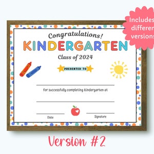 Editable Kindergarten Graduation Certificate, Printable Kindergarten ...