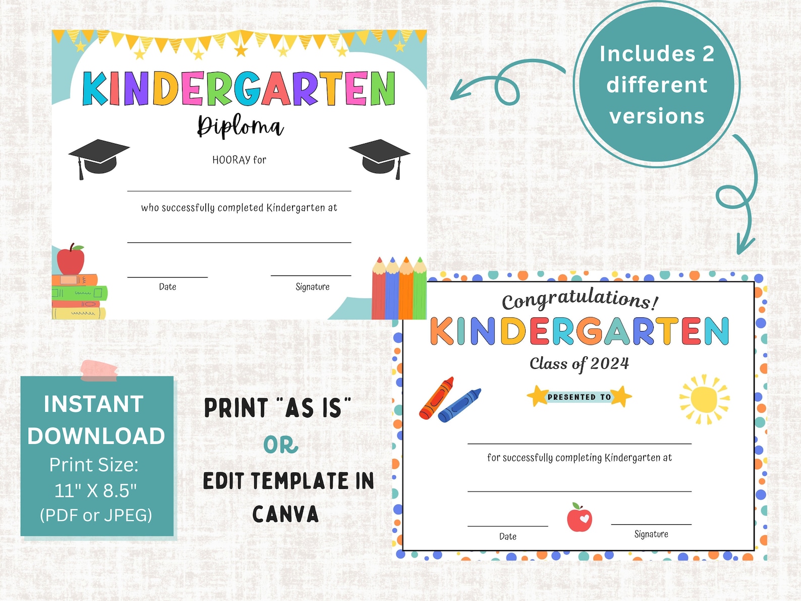 Editable Kindergarten Graduation Certificate, Printable Kindergarten ...
