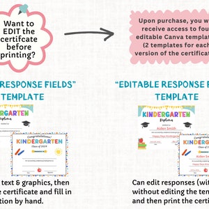Editable Kindergarten Graduation Certificate, Printable Kindergarten ...