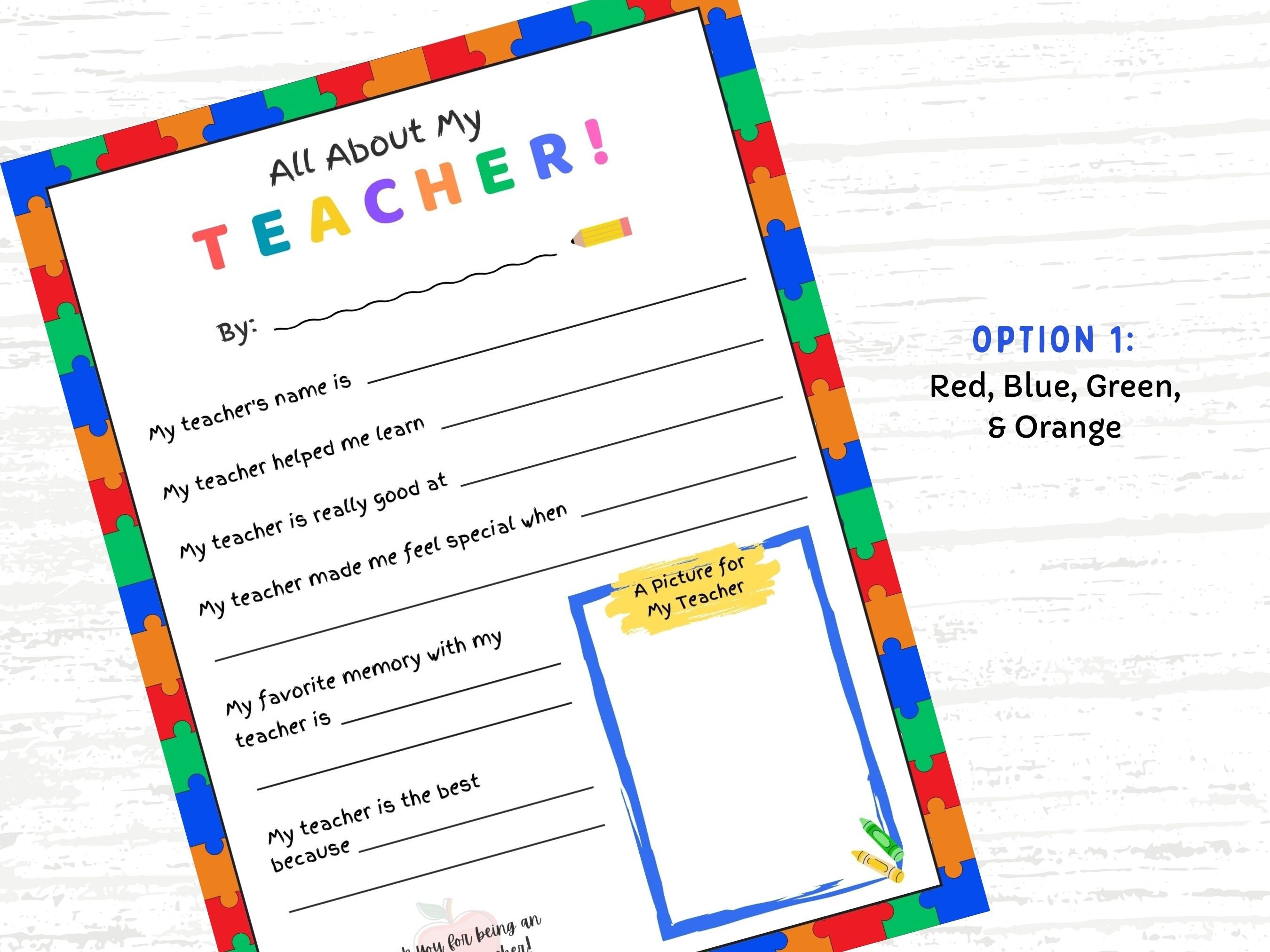 Printable End-of-the-year Teacher Appreciation Gift, Puzzle Piece ...