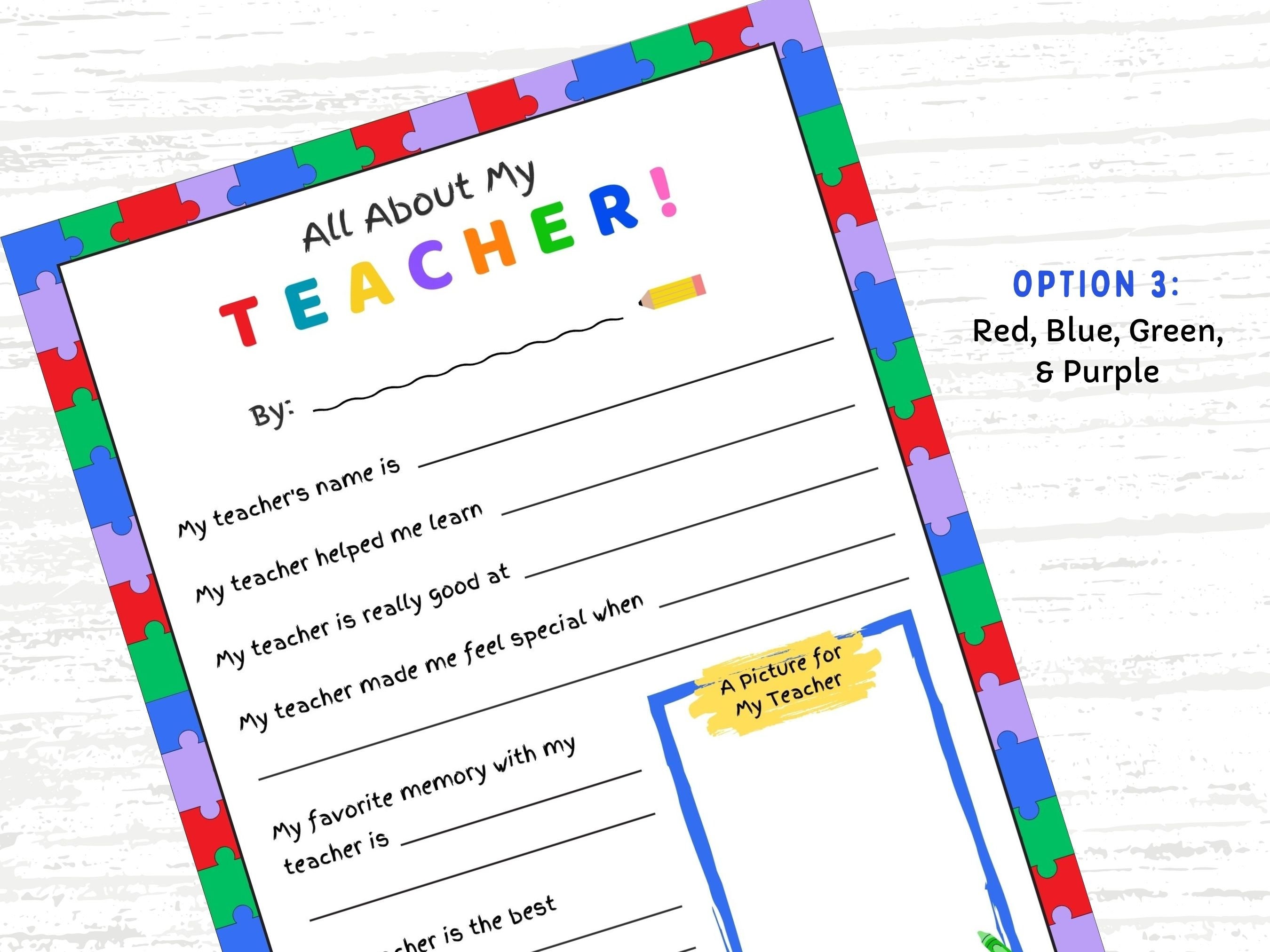 Printable End-of-the-year Teacher Appreciation Gift, Puzzle Piece ...