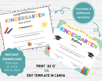 Editable Kindergarten Graduation Certificate, Printable Kindergarten ...
