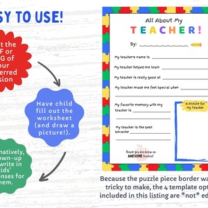 All About My Teacher Printable, End of Year Gift (digital Download) - Etsy
