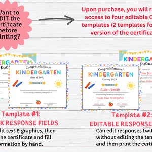 Editable Kindergarten Graduation Certificate, Printable Kindergarten ...