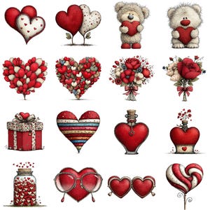 Valentines Clipart Set, Love Clipart PNG Romantic Graphics Designs ...