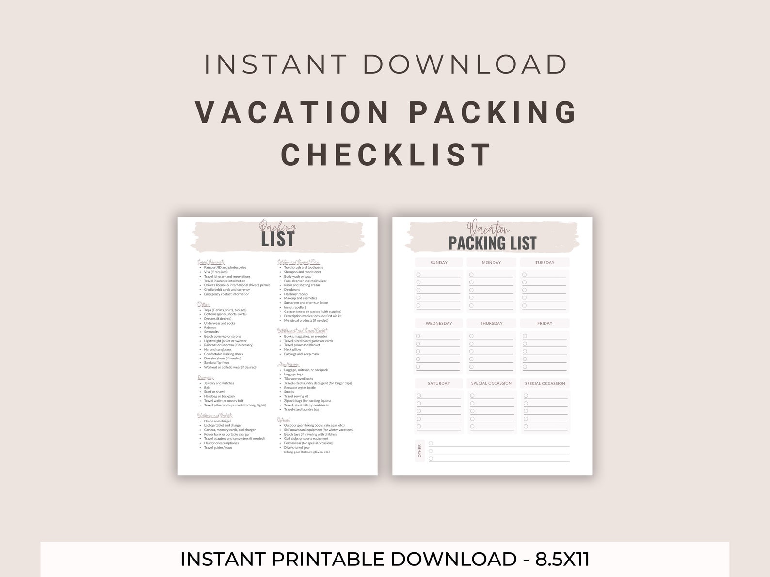Vacation Packing Checklist | Packing List | Travel Packing List ...