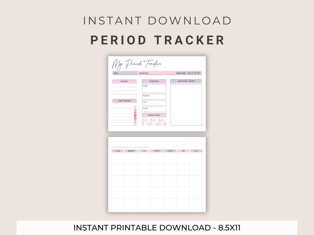 Digital Period Tracker | Printable Menstruation Tracker | Women Period ...