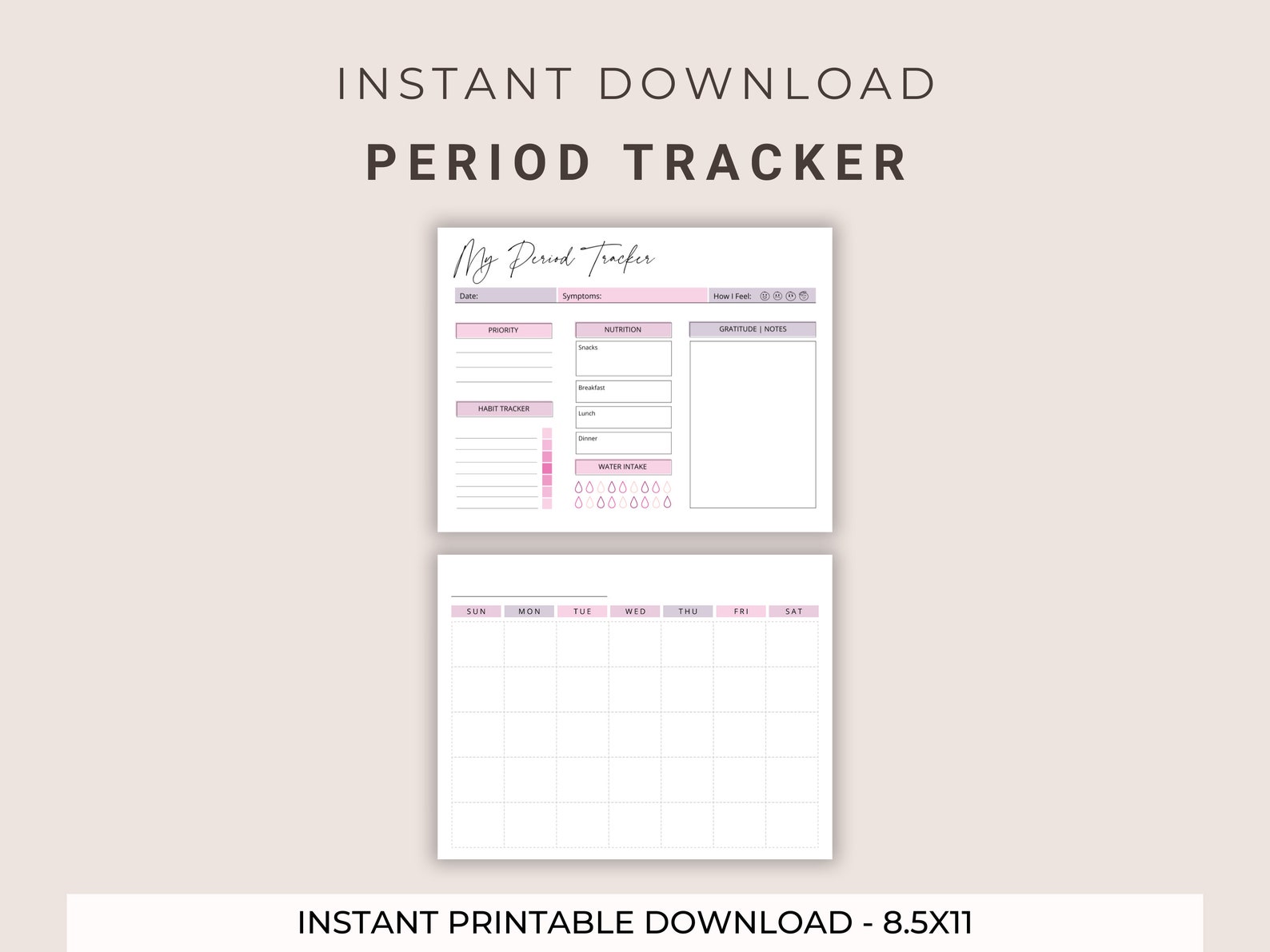 Digital Period Tracker | Printable Menstruation Tracker | Women Period ...