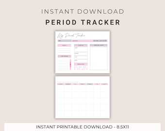 Period Tracker and Journal | Digital | Printable Menstruation Tracker ...