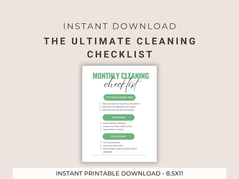 Cleaning Checklist | Cleaning Schedule | Cleaning Planner | Cleaning ...