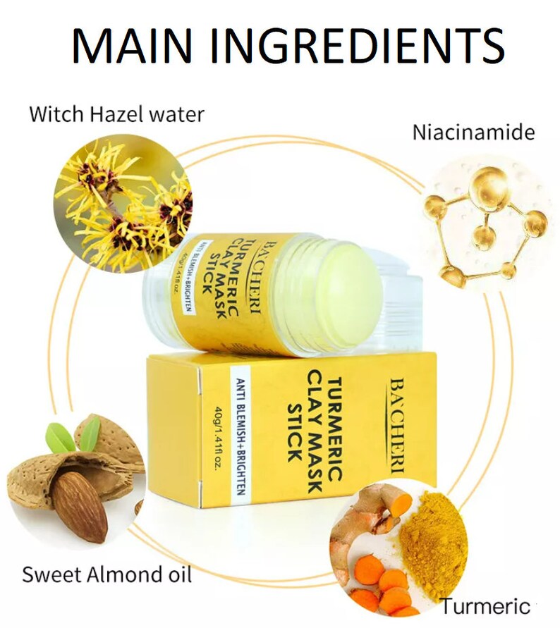 BACHERI Turmeric Clay Mud Mask Stick 40g - Etsy