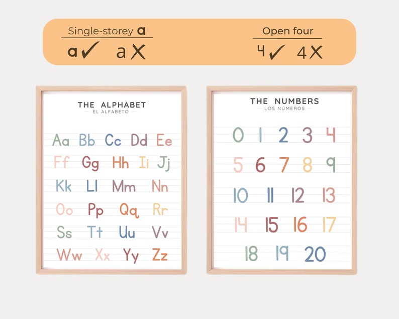 20 Bilingual English & Spanish Educational Posters, Montessori Prints ...