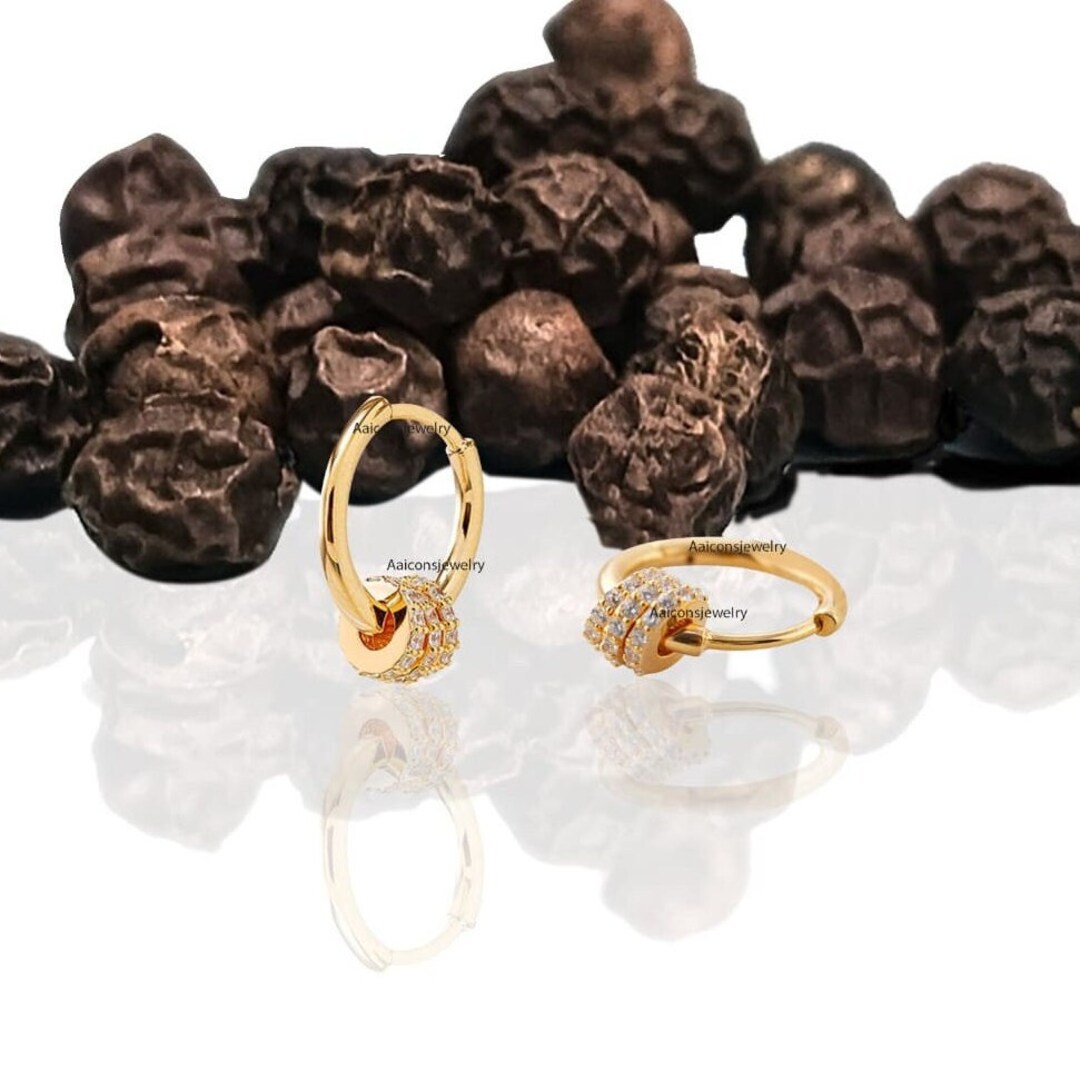 925 Silver 3 Ring Hoops Huggies, Three Ring Silver Diamond Hoops ...