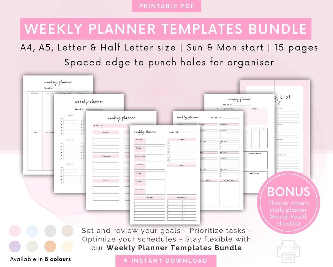 Digital Weekly Planner Templates Bundle | Weekly Planners Goodnotes ...