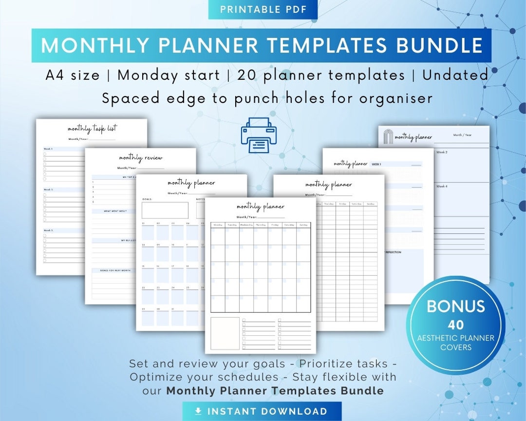 Digital Monthly Planner Templates Bundle | Monthly Planners Goodnotes ...