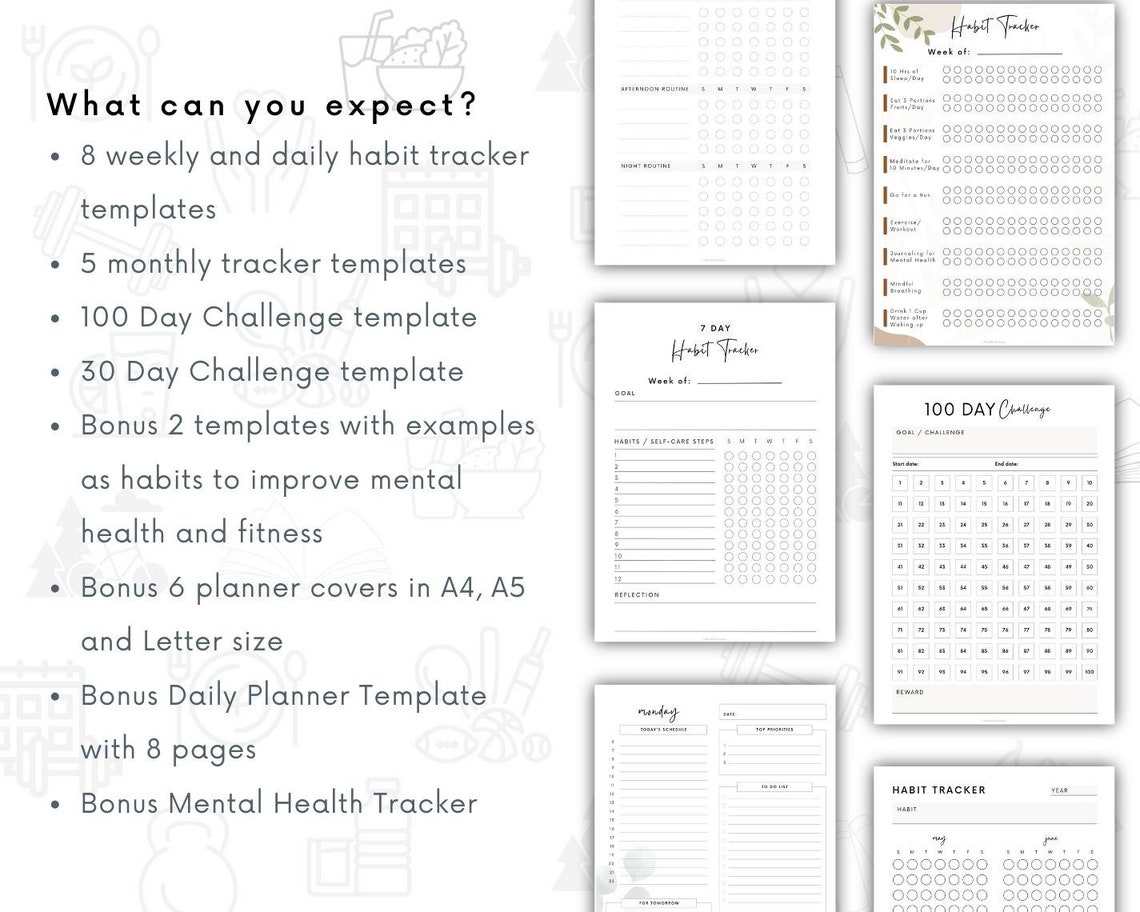 Printable Habit Tracker Bundle 2023 Digital Monthly, Weekly, Daily ...