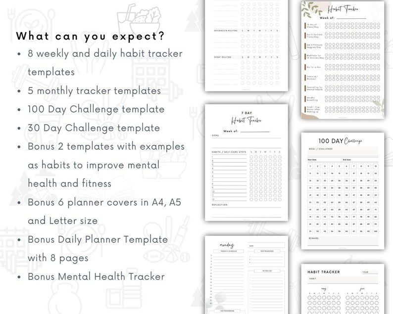 Printable Habit Tracker Bundle 2023 | Digital Monthly, Weekly, Daily ...