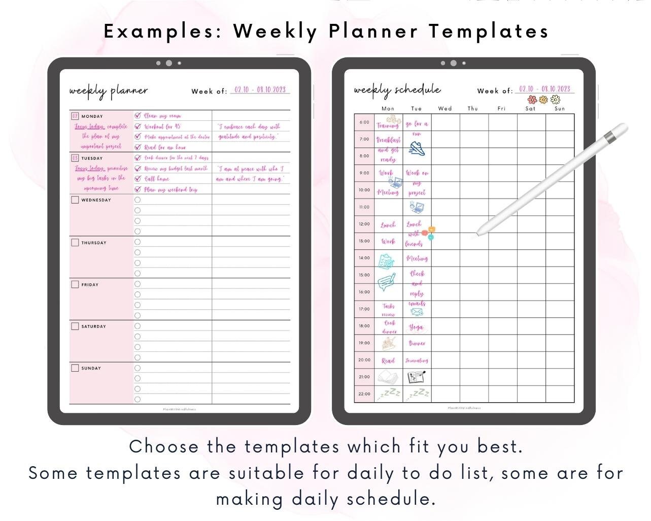 Digital Weekly Planner Templates Bundle Weekly Planners - Etsy