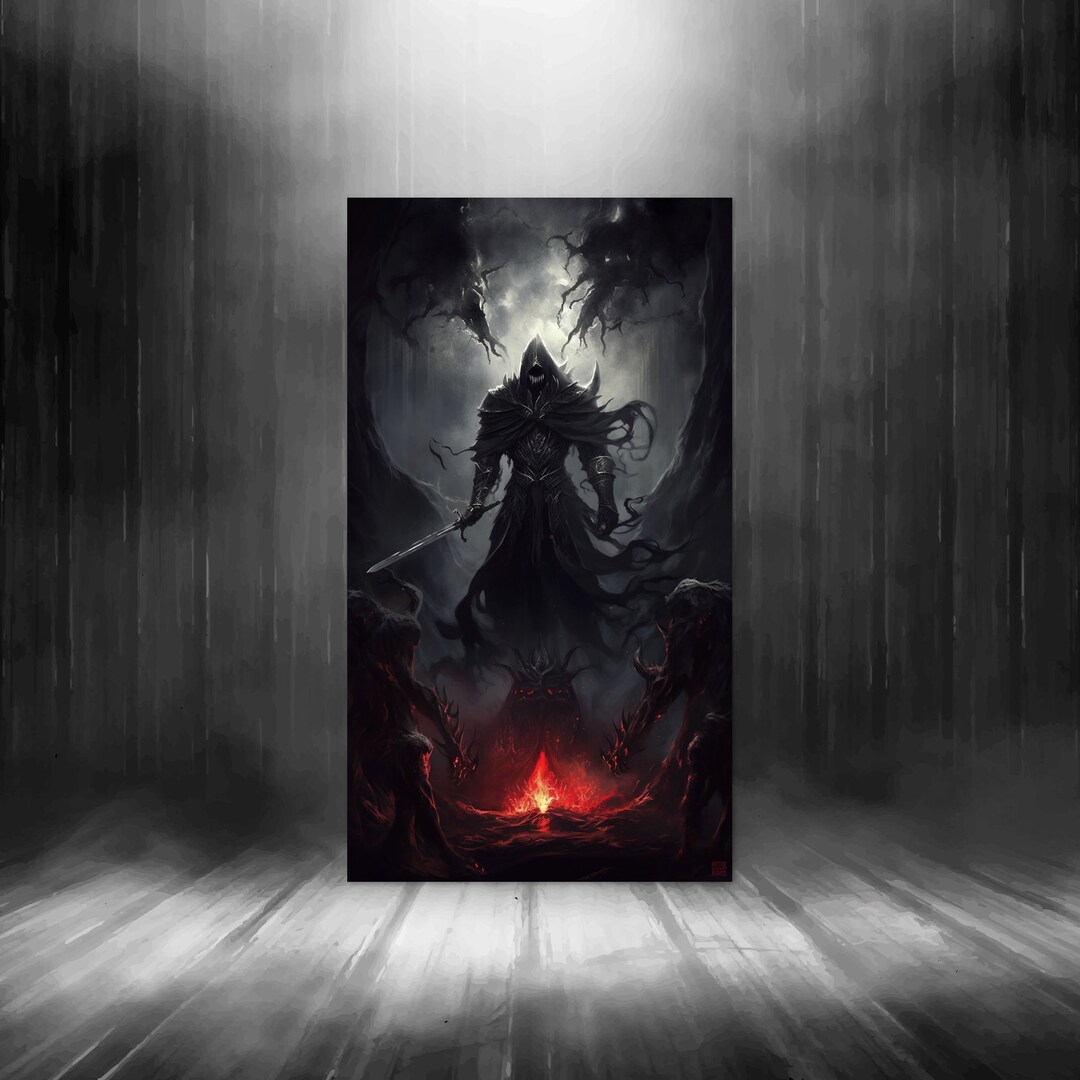 Dark Fantasy Art | Dark Knight Bonfire | Digital Print | Instant ...