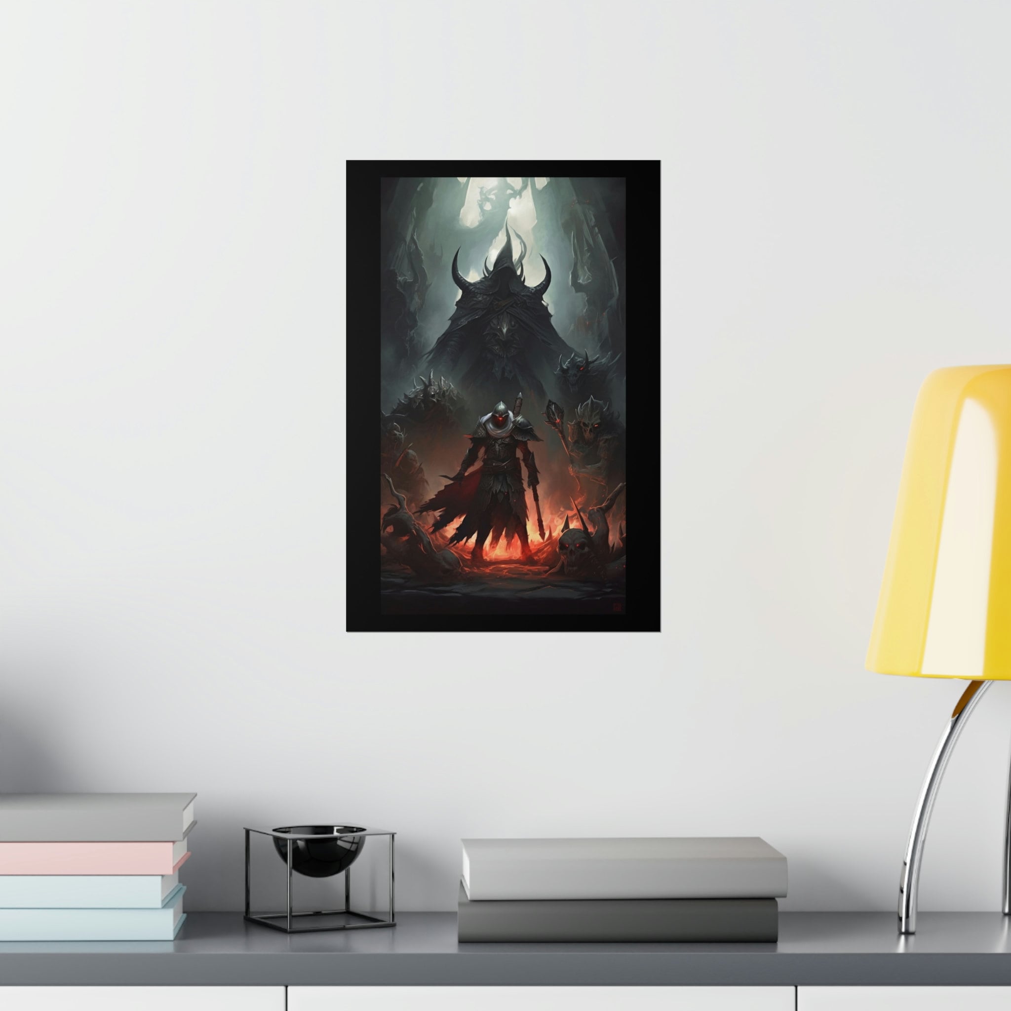 Dark Fantasy Poster Fire Knight Dark Elf Premium Matte Vertical Poster ...