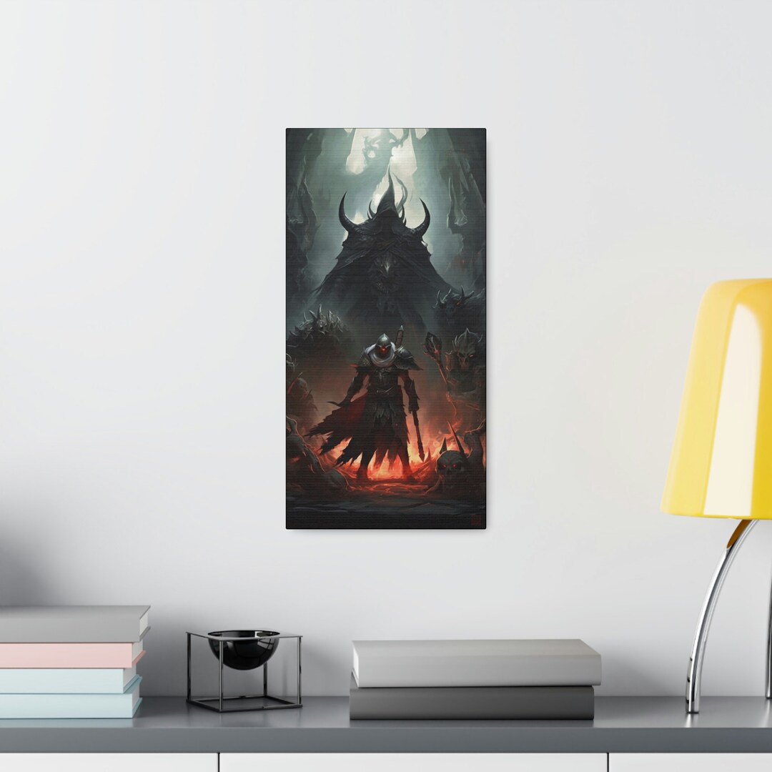 Dark Fantasy Canvas Poster | Fire Knight Dark Elf | Canvas Wrap | 10" X ...