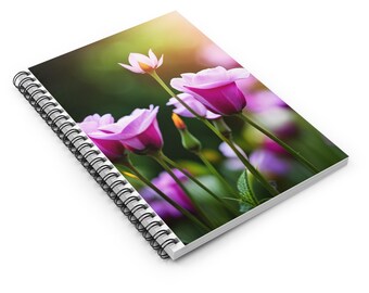 Vintage Black & Pink Roses 6x8 Spiral Notebook Ruled Line Ruled Journal ...