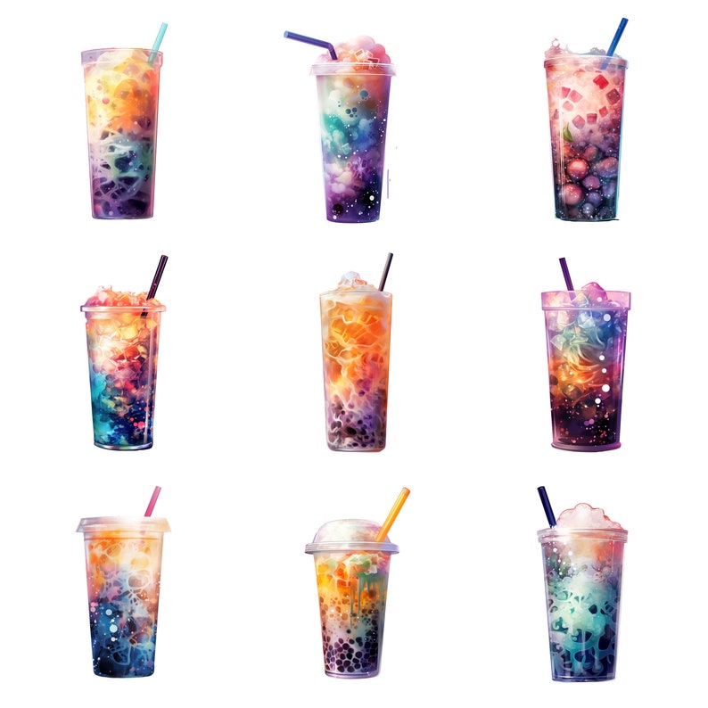 Watercolor Cosmic Bubble Tea Clipart, Celestial Clipart, PNG Digital ...