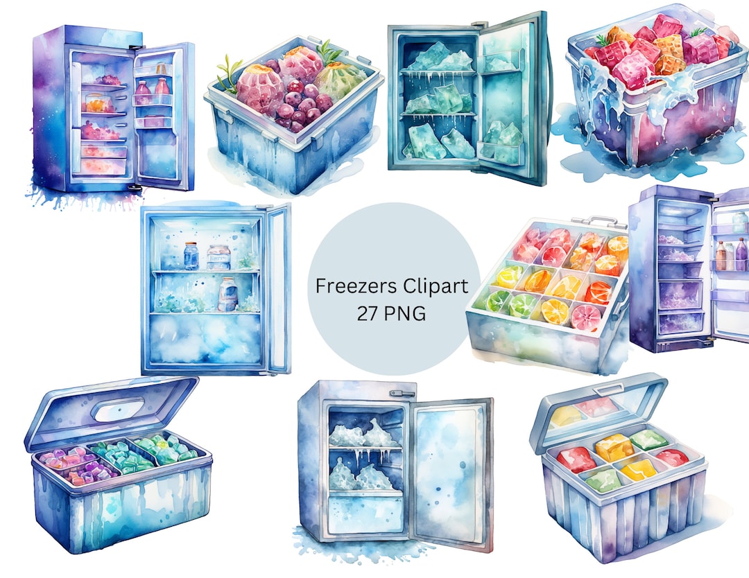 Watercolor Freezers and Freeze Boxes Clipart, PNG Digital Files on ...