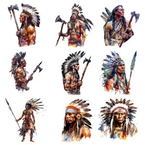 Native American Indian Warriors Clipart, PNG Individual Images on ...