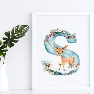 Winter Reindeer Alphabet Clipart, A-Z PNG Letters on Transparent ...