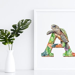Watercolor Turtle Alphabet Clipart, PNG Individual Images on ...