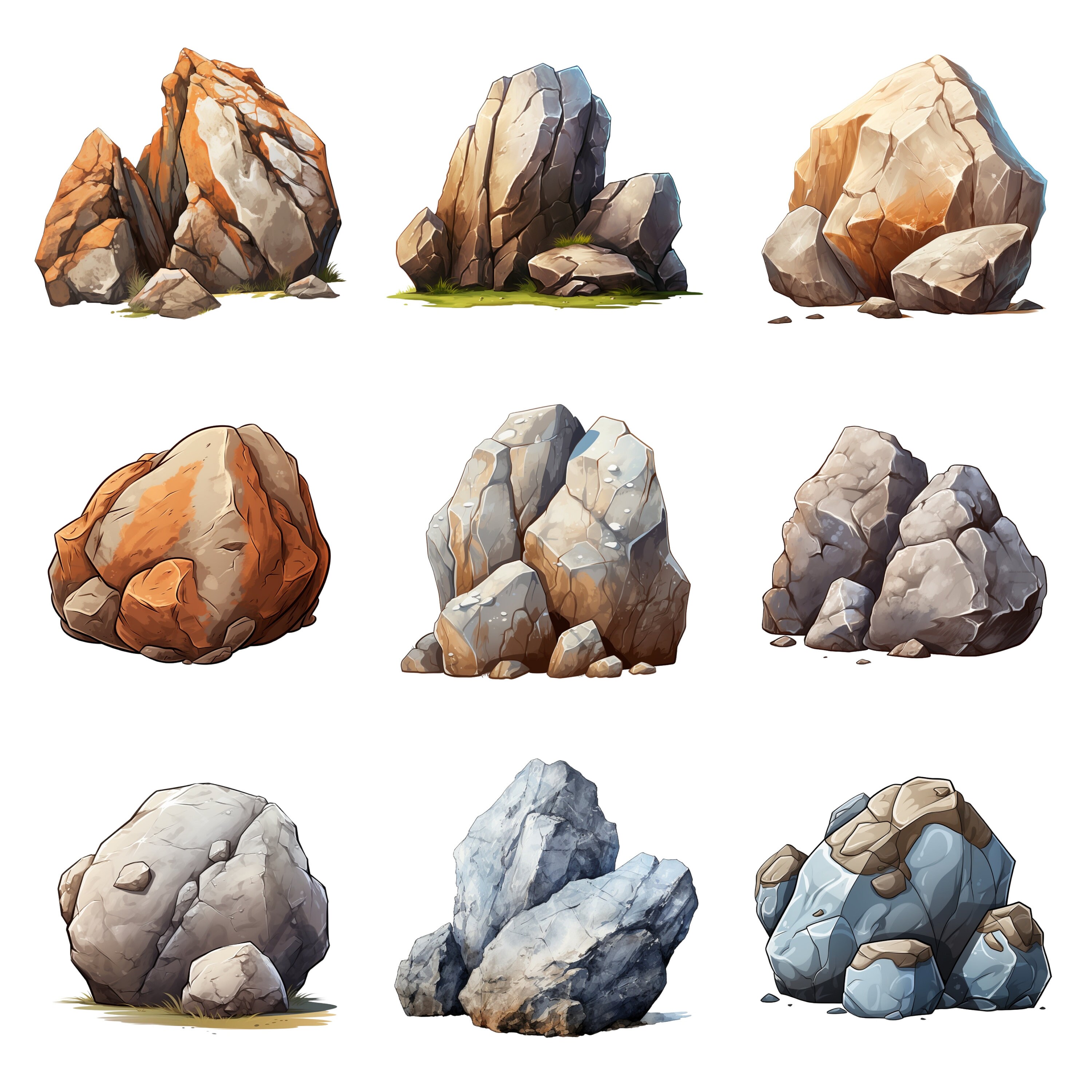 Boulders Clipart, PNG Digital Files on Transparent Background ...