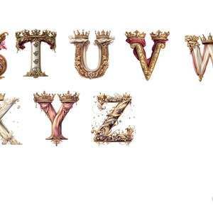 Royal Crown Alphabet Clipart - Regal Crowned Letters PNG Individual ...