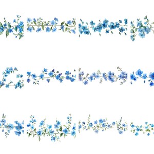 Watercolor 45 Forget Me Not Border Clipart, PNG Individual Images on ...