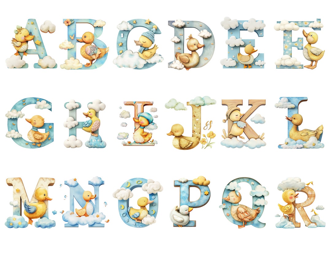 Duck Alphabet Watercolor, Transparent Background, High Quality, Clipart ...