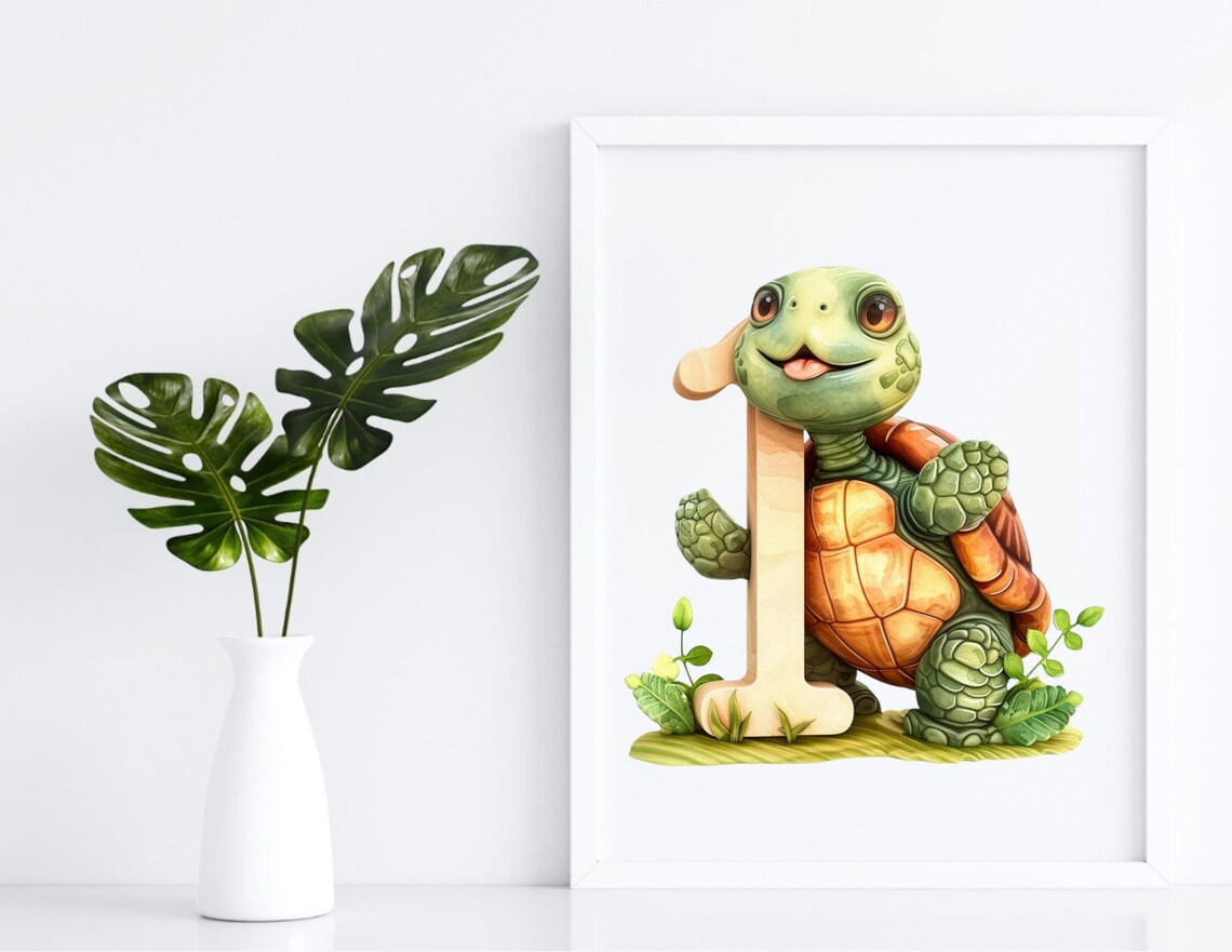 Watercolor Turtle Numbers, Turtle Numbers, Instant Download for ...