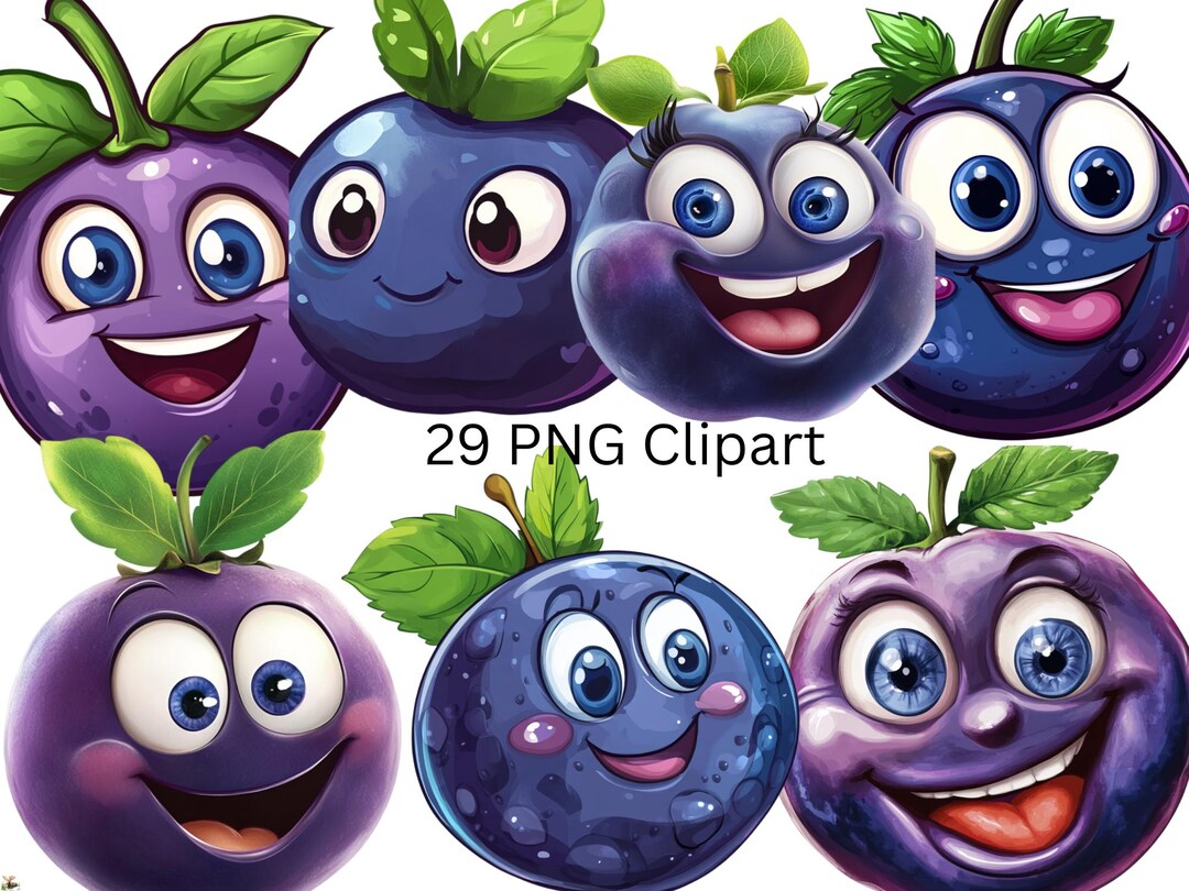 29 Funny Blueberries Clipart, PNG Individual Images on Transparent ...