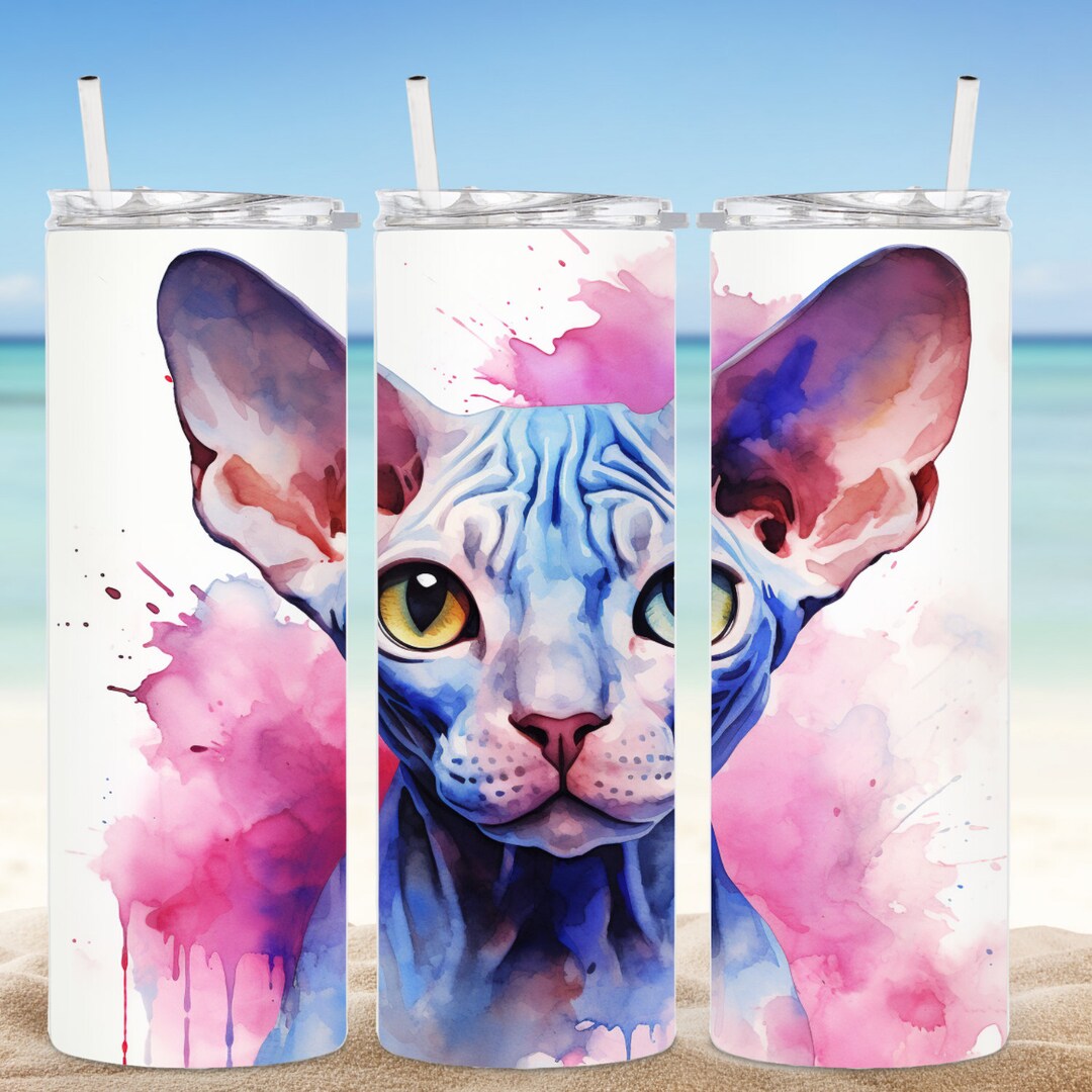 Sphynx Cat in Watercolor, Printable Tumbler Design, 20 Oz Tumbler ...