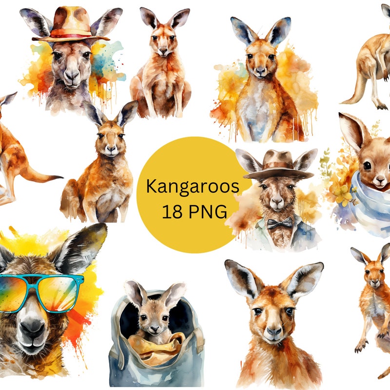 Kangaroo Watercolor - Etsy