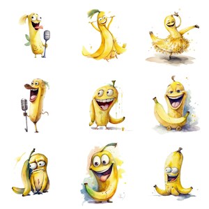 Watercolor Happy Bananas Clipart, PNG Images, Instant Download ...