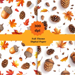 Fall Theme Digital Paper, Digital Paper Pack, Printable Scrapbook ...