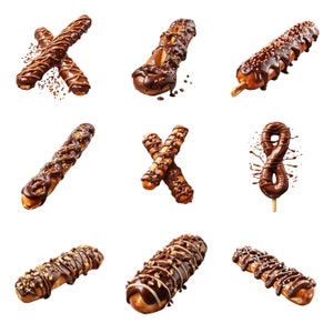 Chocolate Pretzel Rods Clipart, Dessert PNG, Digital Files on ...