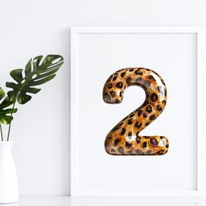 Watercolor Cheetah Numbers Clipart, PNG Individual Images on ...